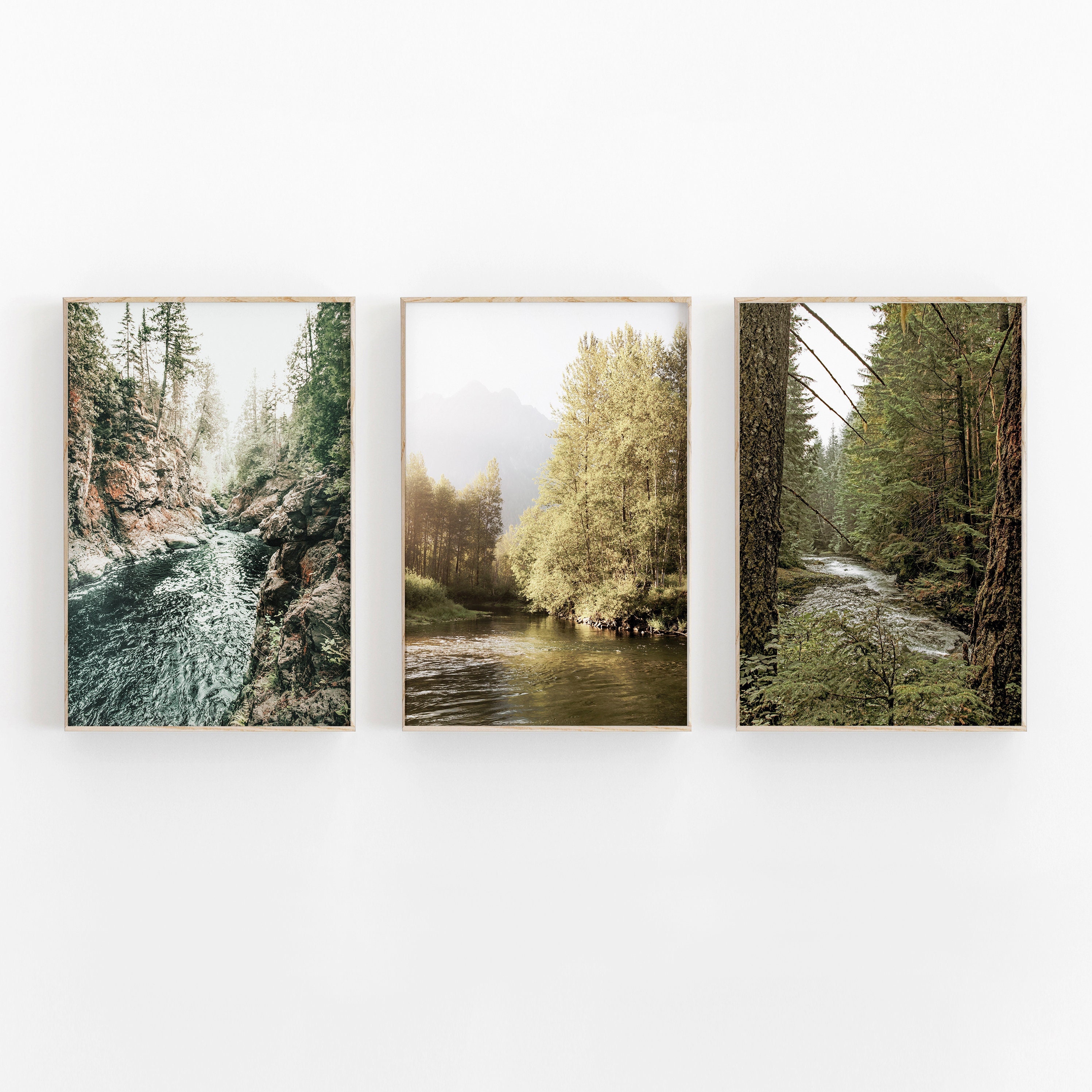 Forest River Print Set: National Park Photography, Minimalist Wall Art ...
