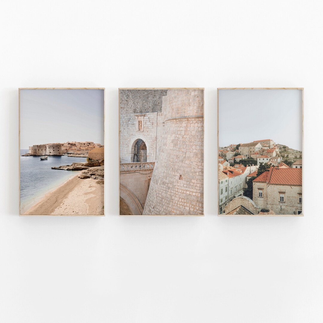 Croatia Coast Set of 3 Print, Dubrovnik Beach, Croatia Wall Art ...