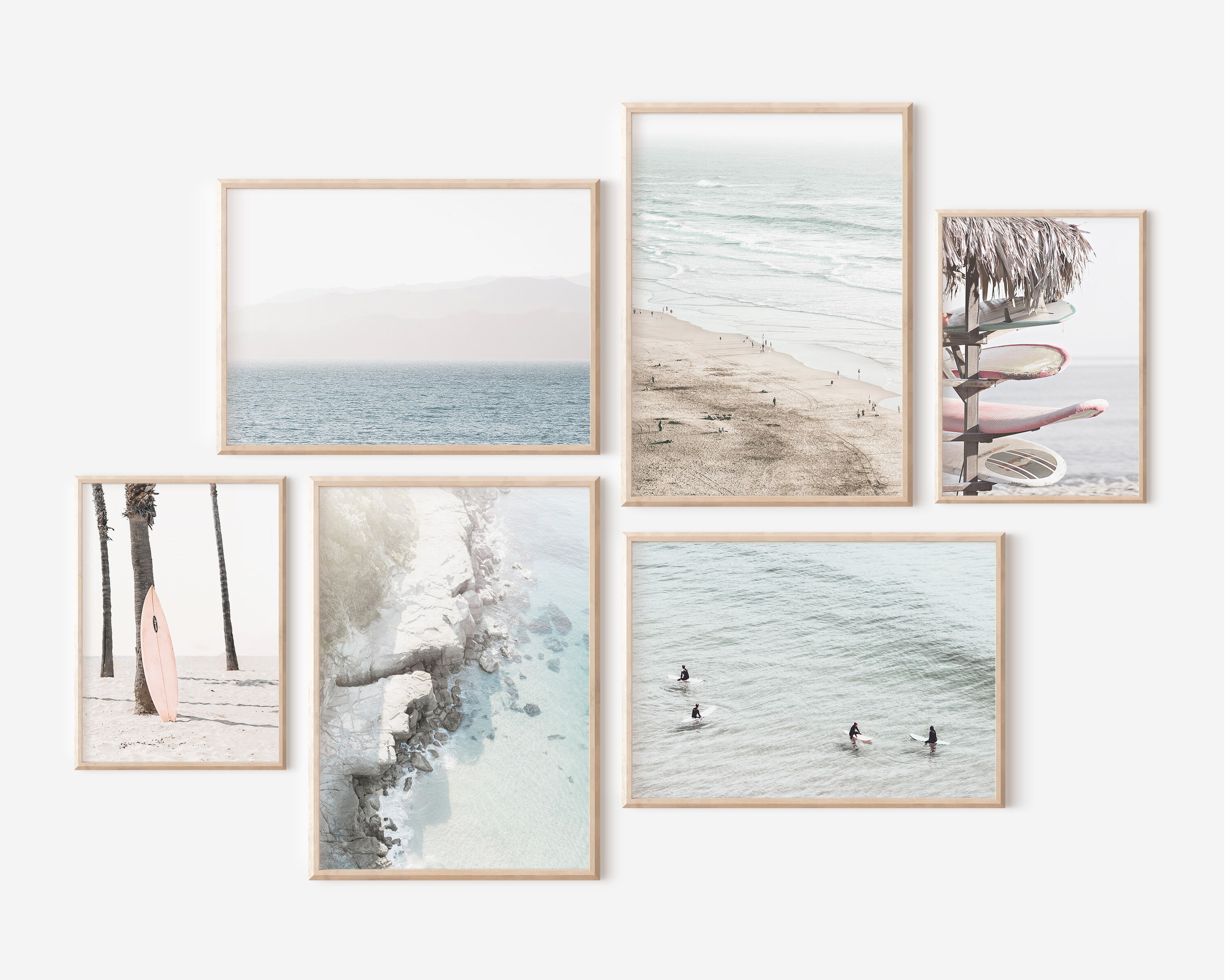 Beach Wall Art Set of 6 Gallery Surf Wall Art Coastal Set - Etsy