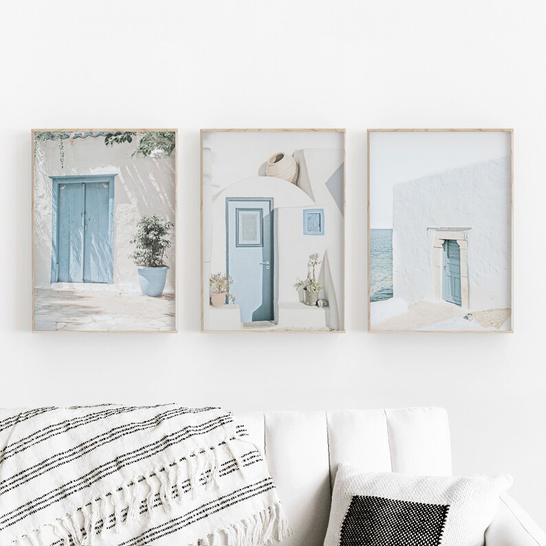Greece Print Set of 3 Travel Art Print Greece City Art | Etsy