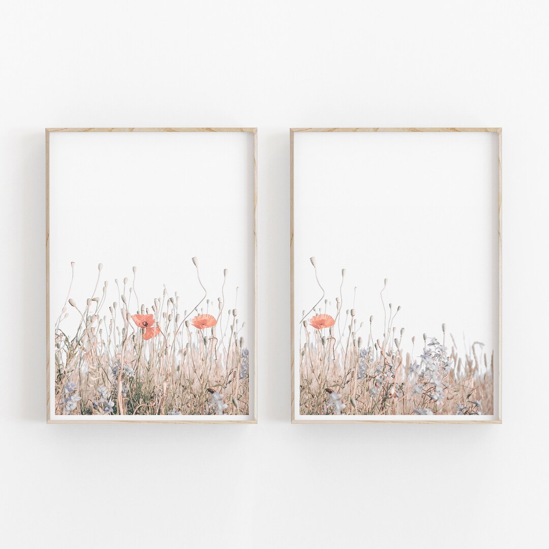 Poppy Print Set of 2, Instant Art, INSTANT DOWNLOAD, Modern Minimalist ...