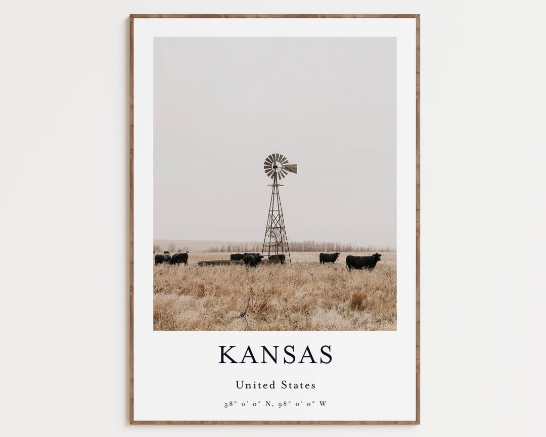 Kansas Print, Wild Mill Landscape, Kansas Wall Art, Kansas Poster ...