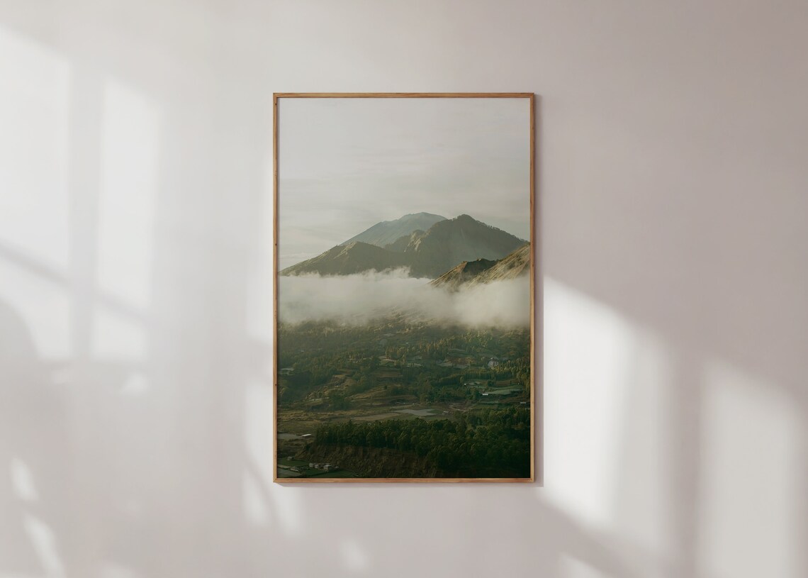Bali Volcano Landscape Art Print: Indonesian Wall Decor (digital ...
