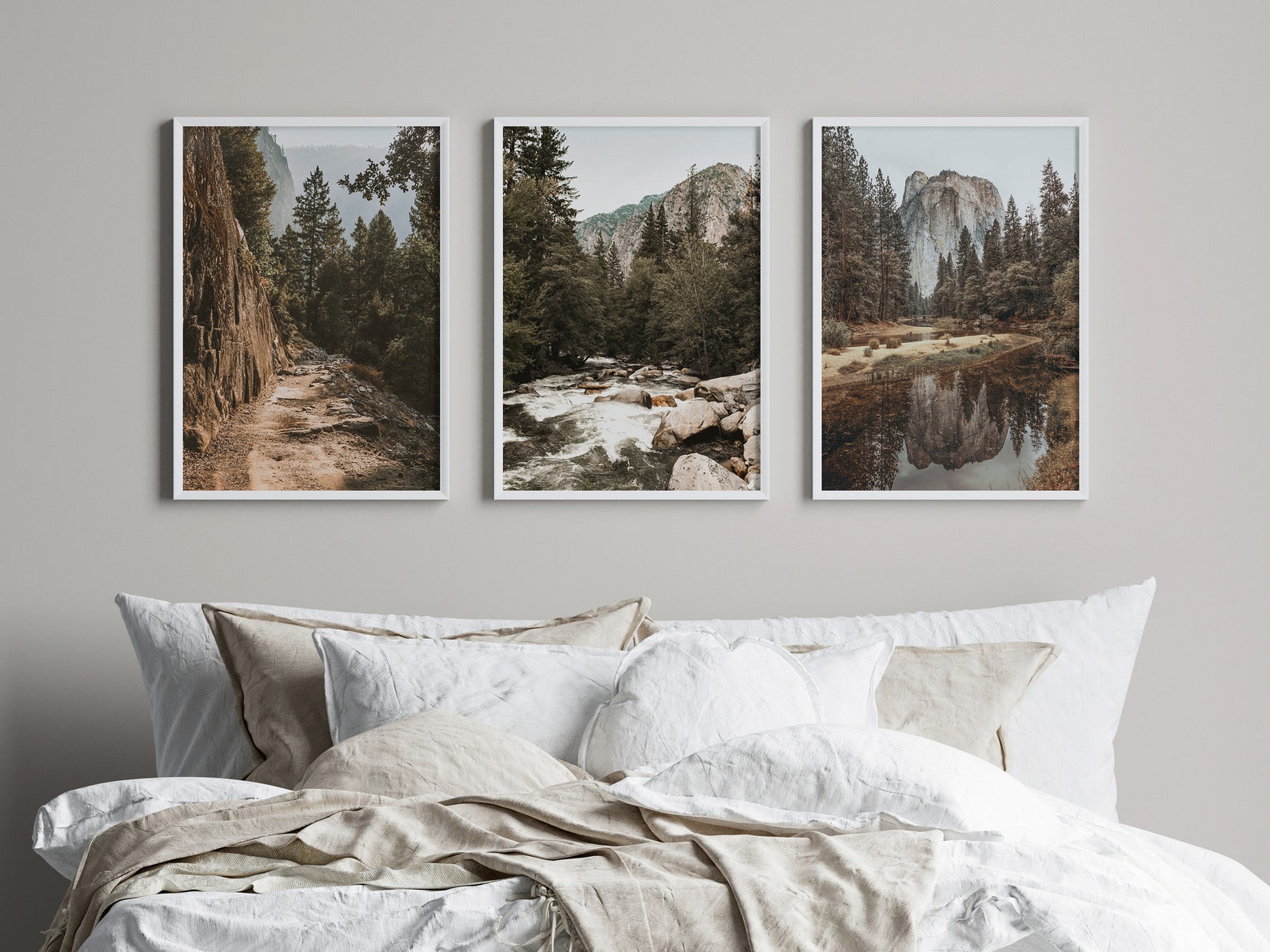 Yosemite Art Set of 3, Yosemite Wall Art Set of 3, Large National Park ...