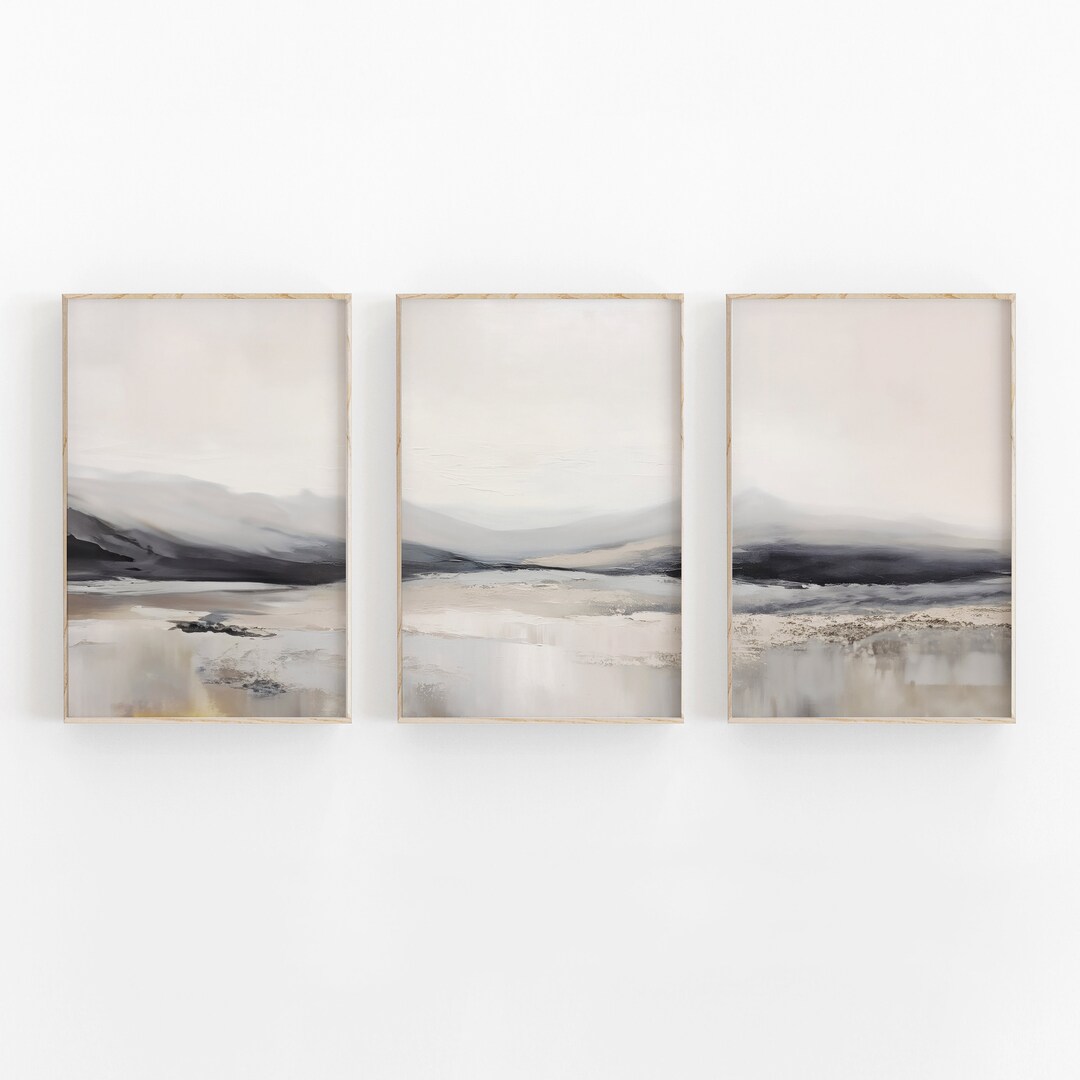 Neutral Abstract Landscape Art Print Set: Scandinavian Gallery Wall ...