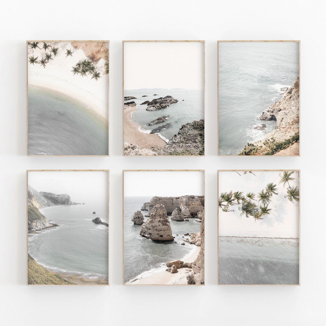 Beach Set of 6 Gallery, Surf Wall Art, Set Boho Beach Wall Art, Ocean ...