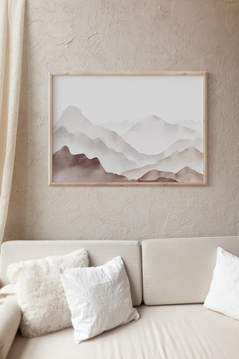 Watercolor Beige Art Print Instant Art Landscape Print - Etsy