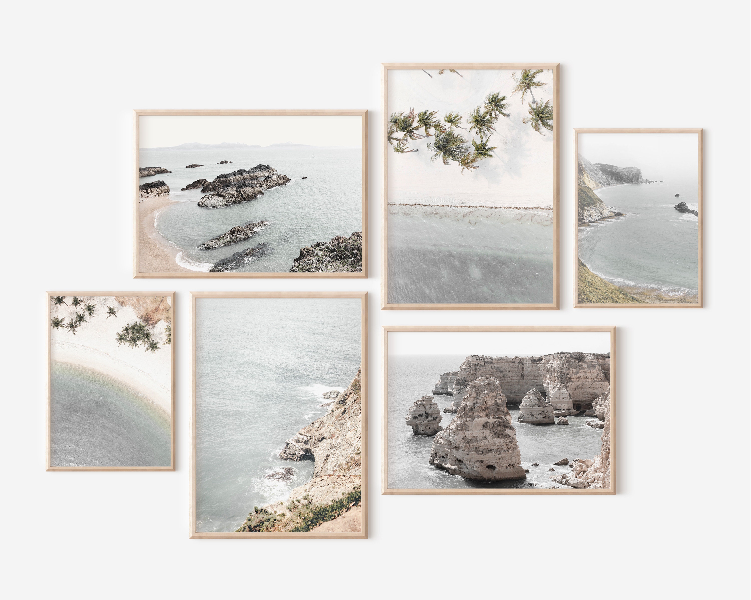 Boho Beach Gallery Wall Art Set: Ocean & Palm Prints (digital Download ...