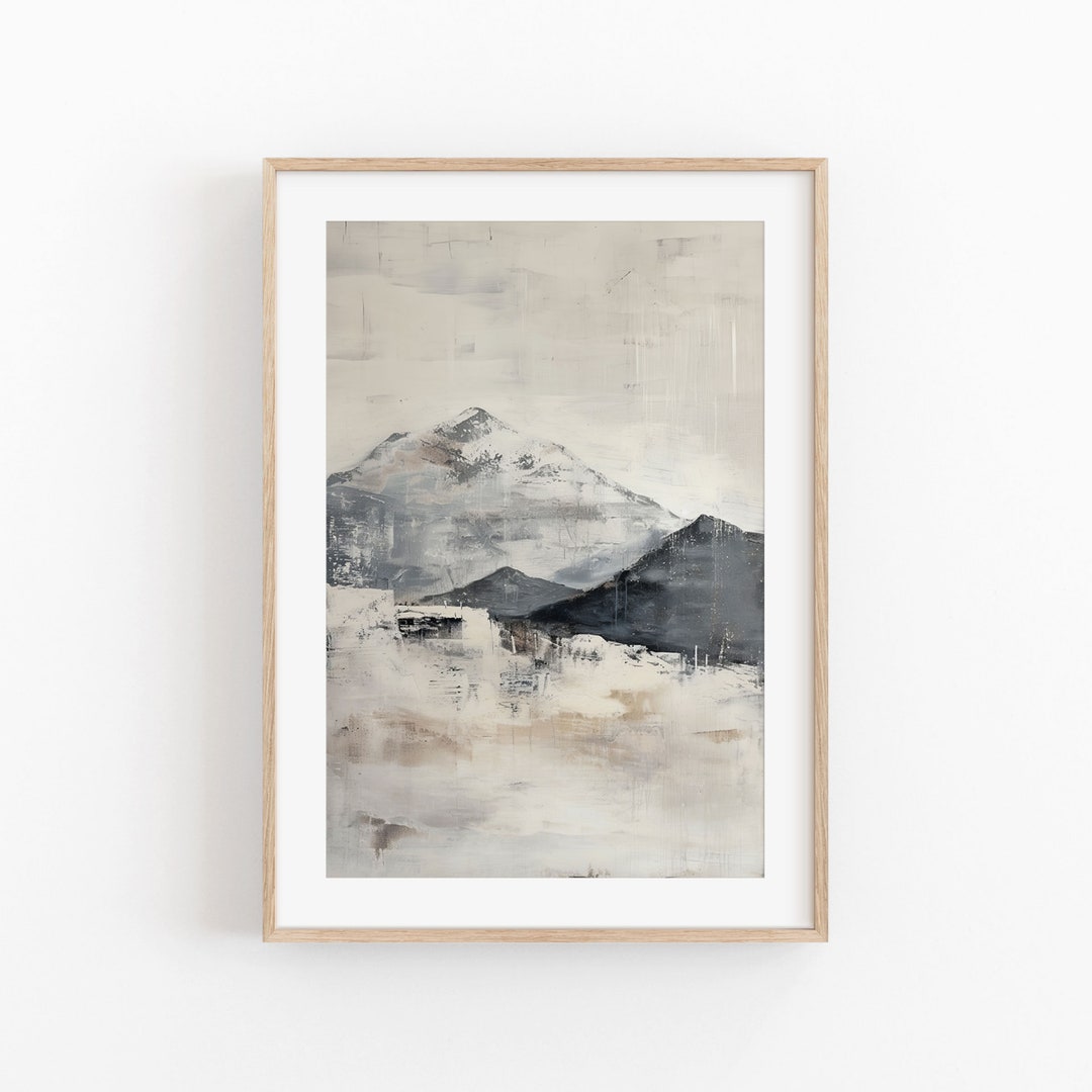 Beige Mountain Abstract Art Print: Minimalist Home Decor (digital ...