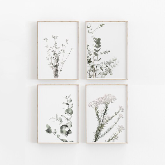 Botanical Print Set of 4 Instant Art Green Plant Eucalyptus | Etsy