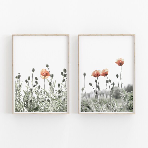 Poppy Print Set of 2 Instant Art INSTANT DOWNLOAD Modern | Etsy