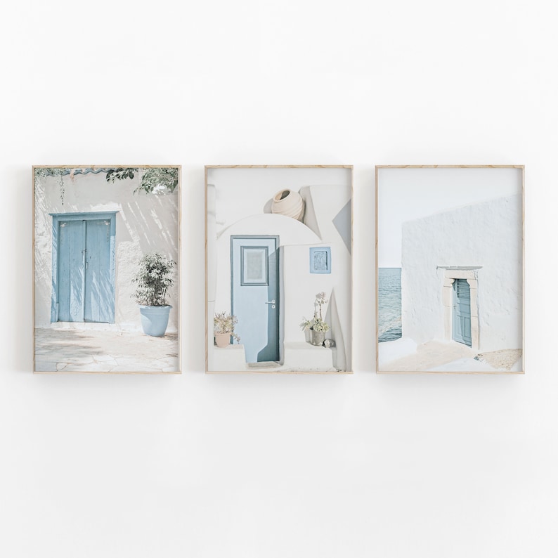Greece Print Set of 3 Travel Art Print Greece City Art | Etsy