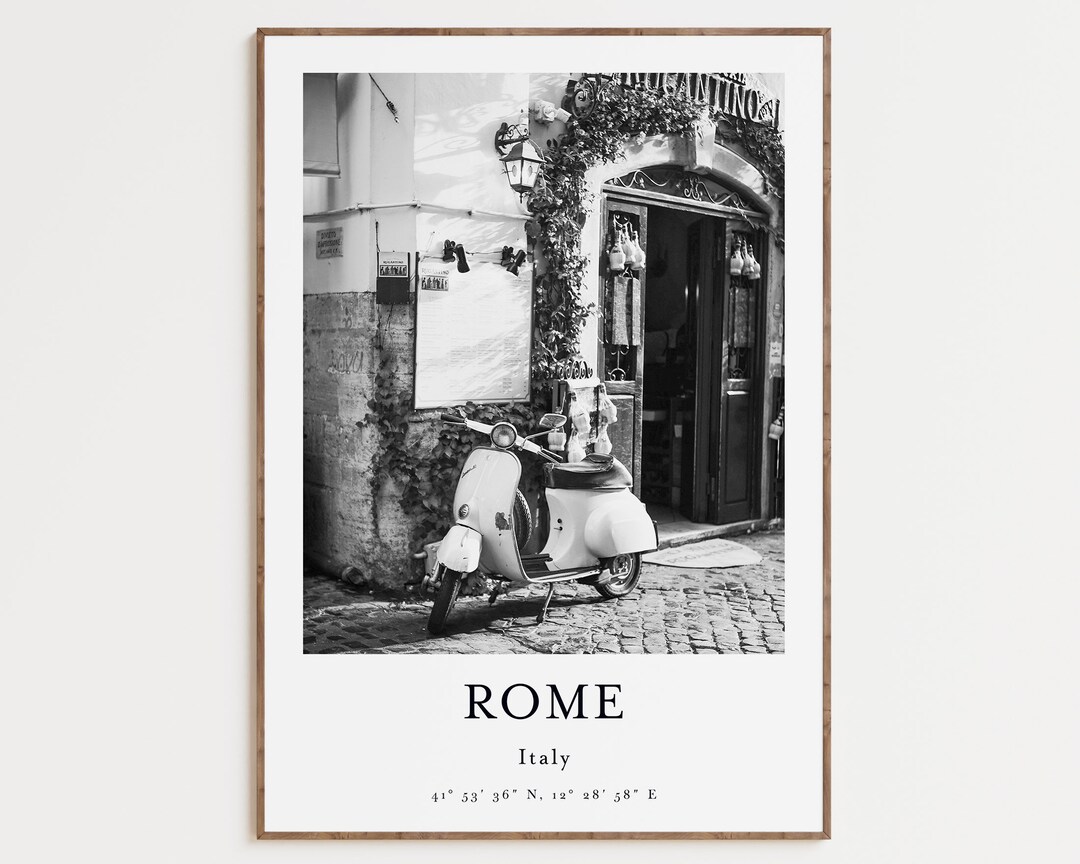 Rom Italien Poster, Stadtansicht Wandkunst, Schwarz Weiß Poster ...