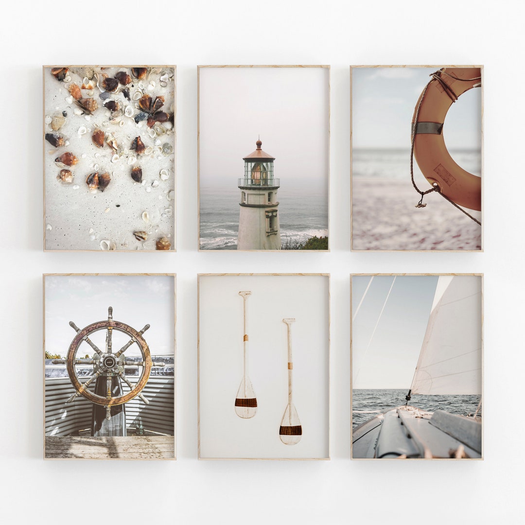 Nautical Set of 6, Travel Gallery Wall, Ocean Wall Art Print, Fine Art ...