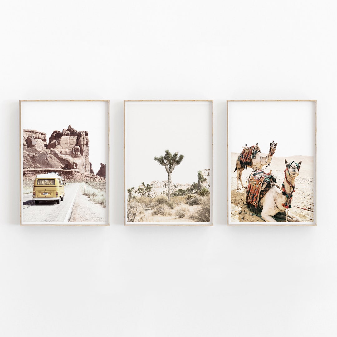 Desert Print Set of 3, Camel Print, Desert Print Wall Art, Modern ...