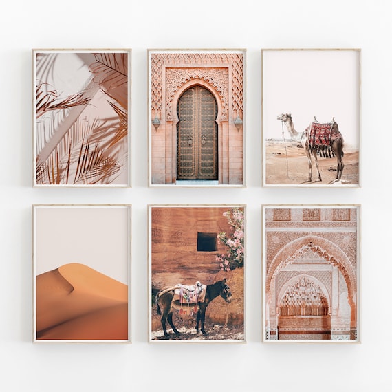 Travel Poster Set of 6 Gallery Moroccan Art Print Travel | Etsy