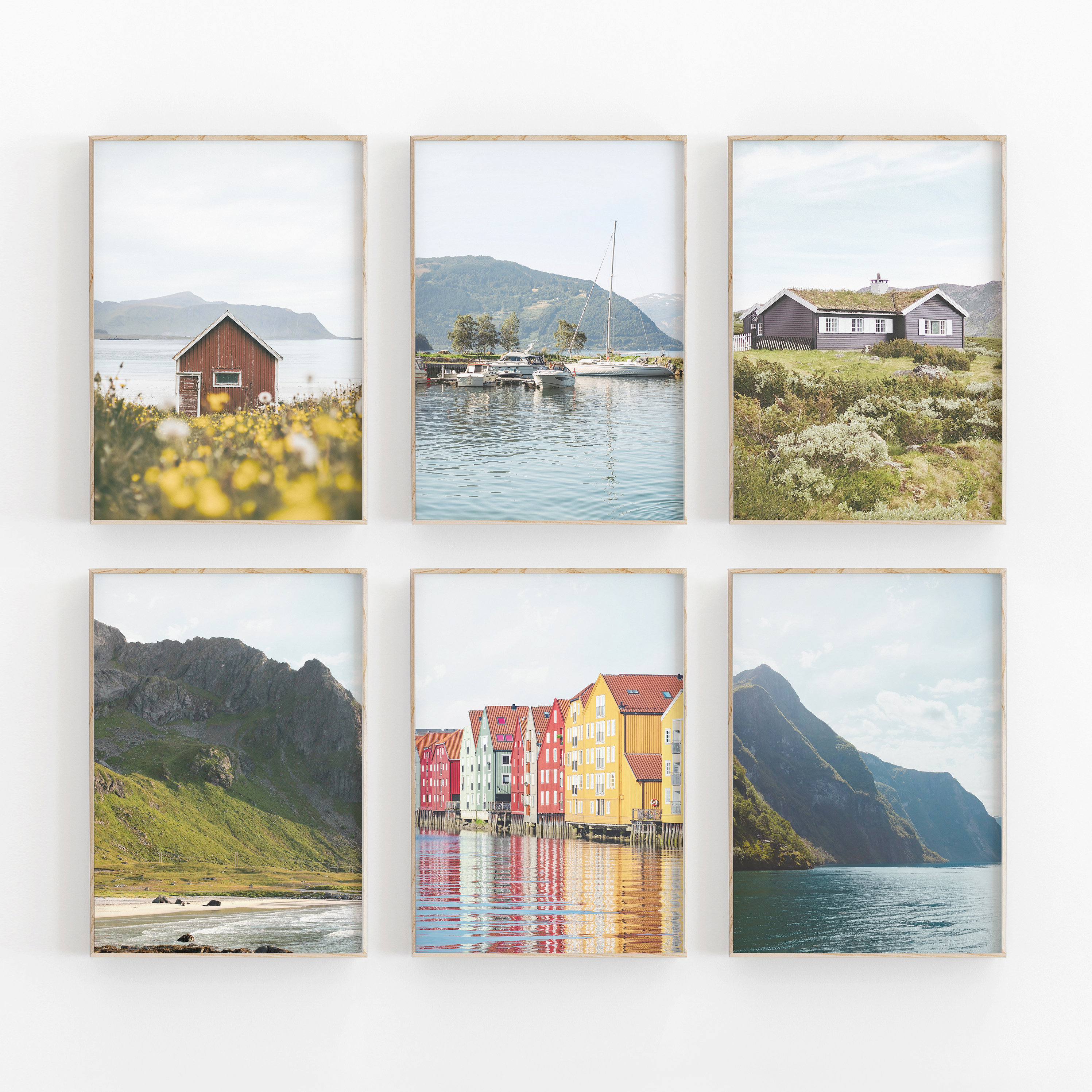 Norway Print Set of 6 Norway Color Houses Print Norway - Etsy