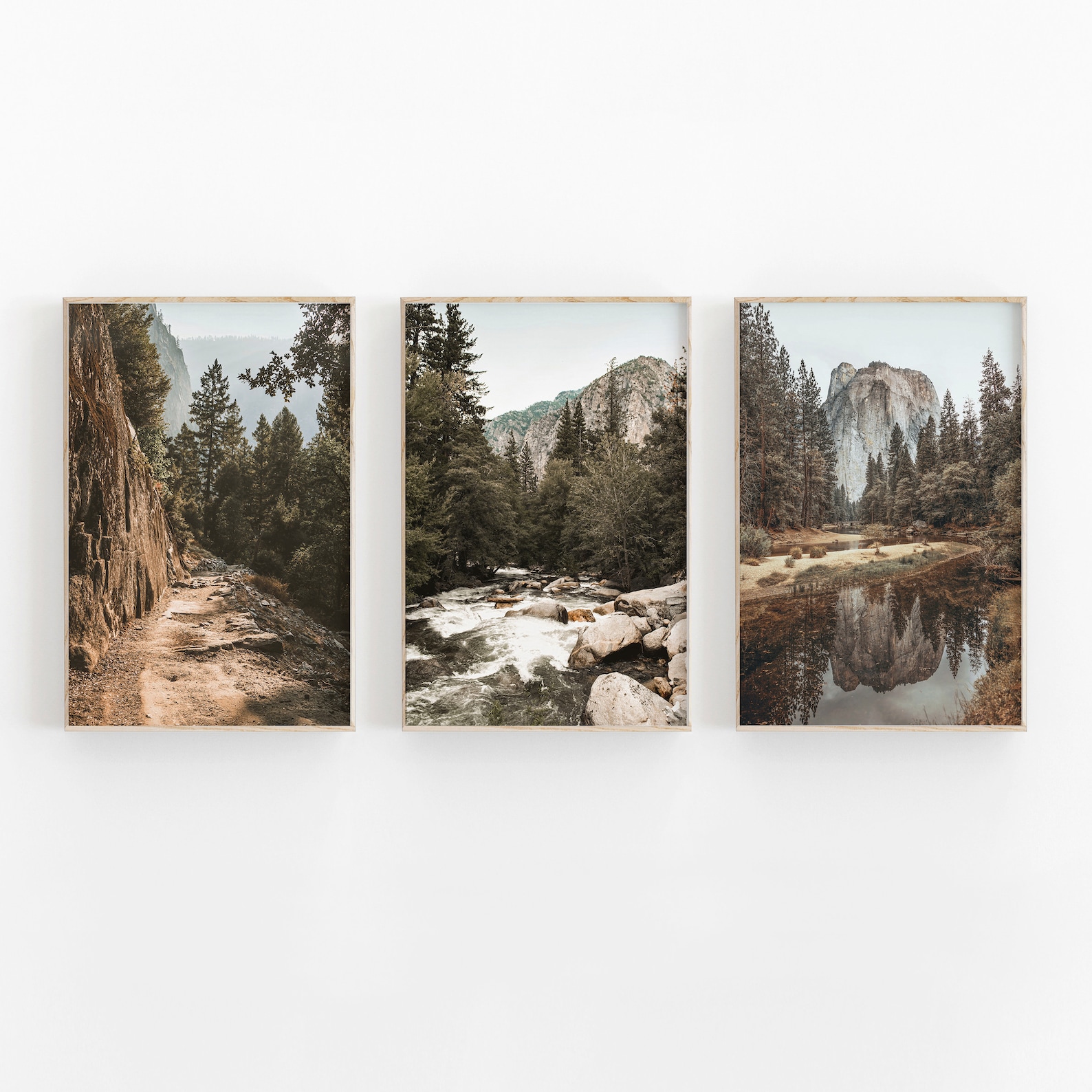 Yosemite Art Set of 3, Yosemite Wall Art Set of 3, Large National Park ...