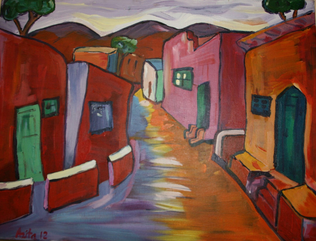 The Village - Acrylic Painting on Canvas - Etsy