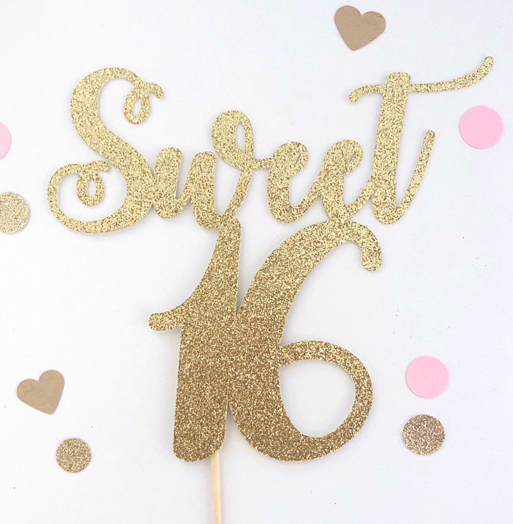 Sweet 16 Gold Glitter Cake Topper 16th Birthday - Etsy.de