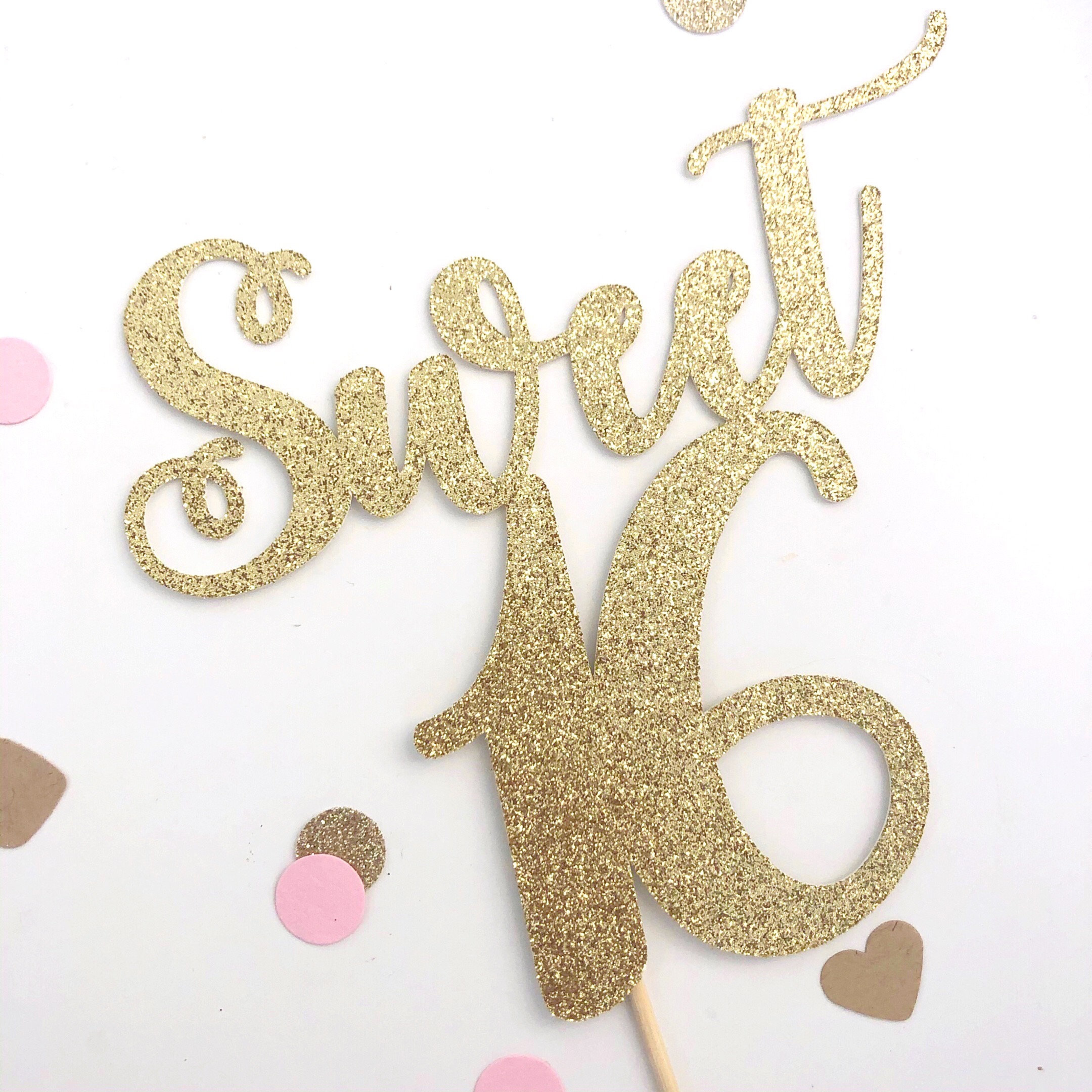 Sweet 16 Gold Glitter Cake Topper 16th Birthday - Etsy.de