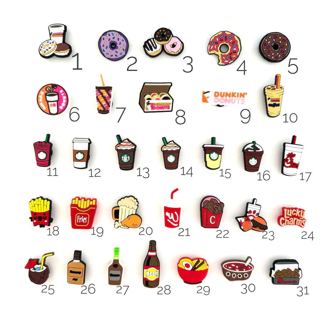 Shoe Charms Jibbitz for Crocs Dunkin Donuts Starbucks Fast Food - Etsy ...