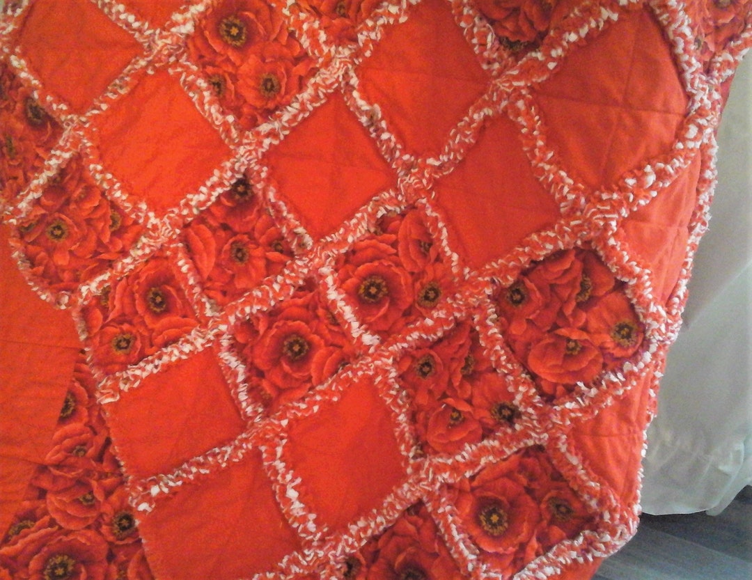 Red Poppies Rag Lap Quilt - Etsy