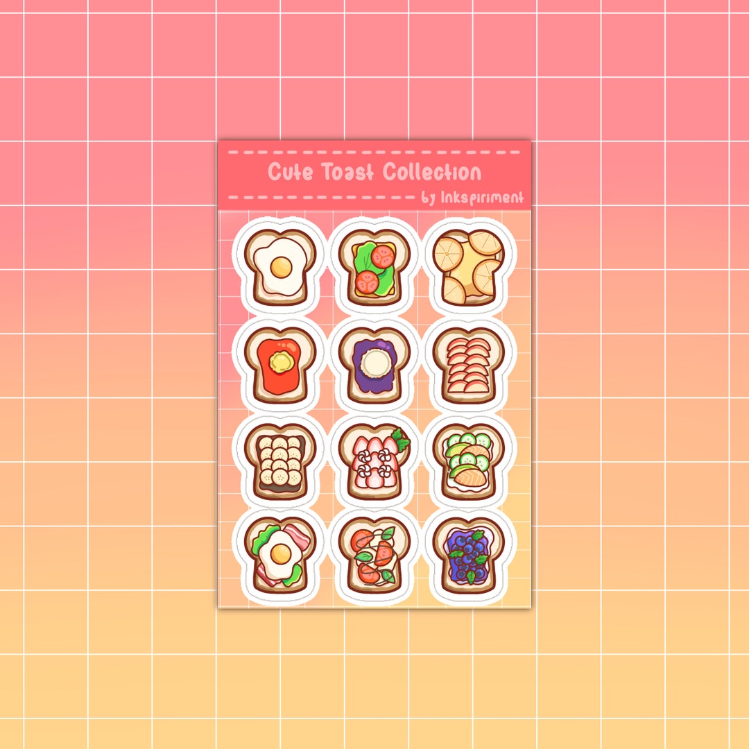 Cute Toast Collection Sticker Sheet Toast Stickers Kawaii Food Themed ...