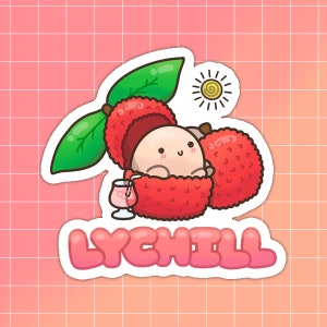 Lychill Sticker | Cute Lychee Fruit Sticker | Kawaii Litchi Sticker ...