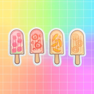 Fruity Popsicle Collection Sticker Set Cute Fruity Popsicle Sticker ...
