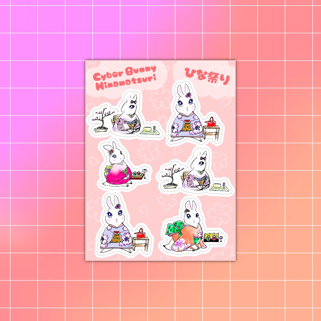 Cyber Bunny Hinamatsuri Collab Sticker Sheet | Cute Bunny Sticker ...