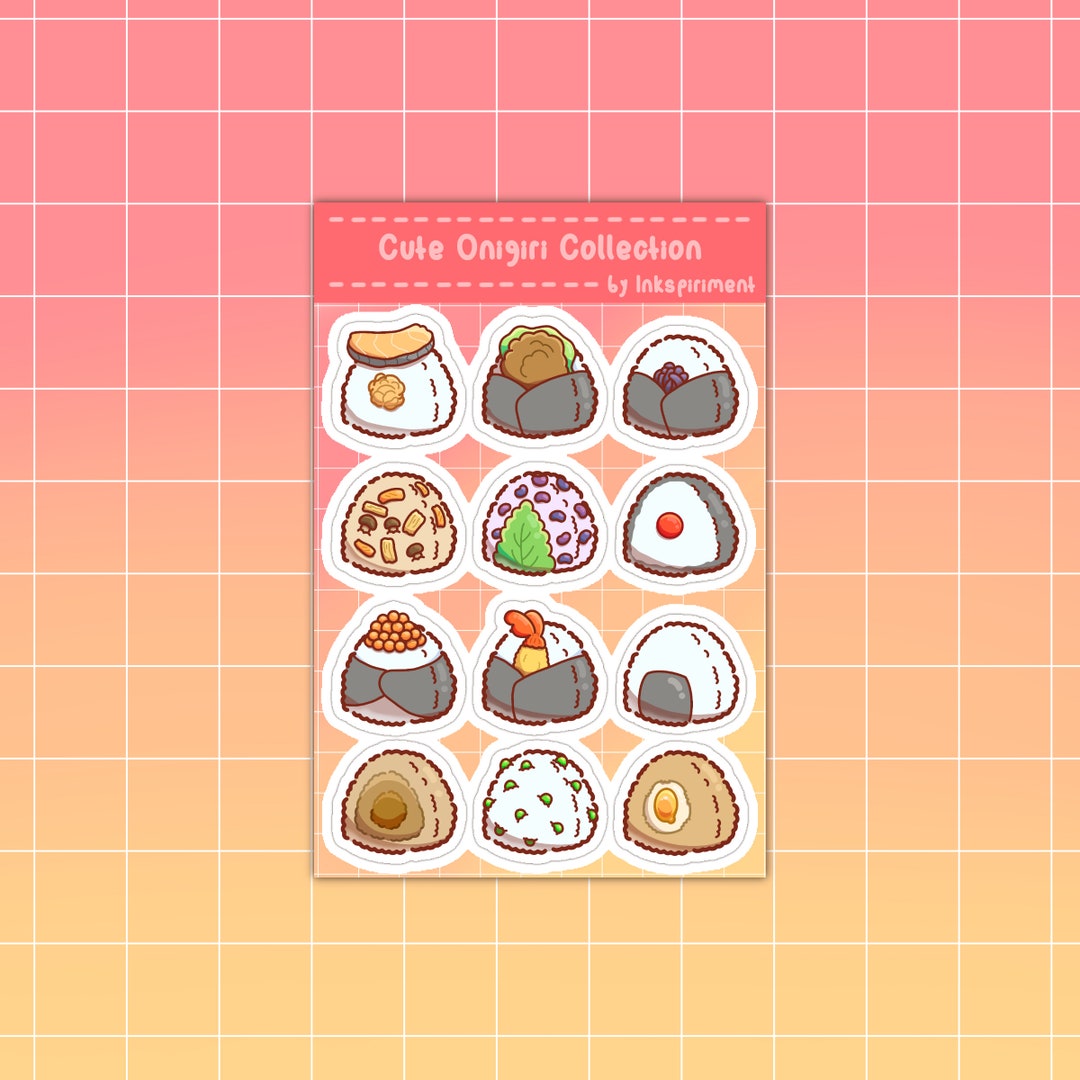 Cute Onigiri Collection Sticker Sheet Onigiri Sticker Food Art Asian ...