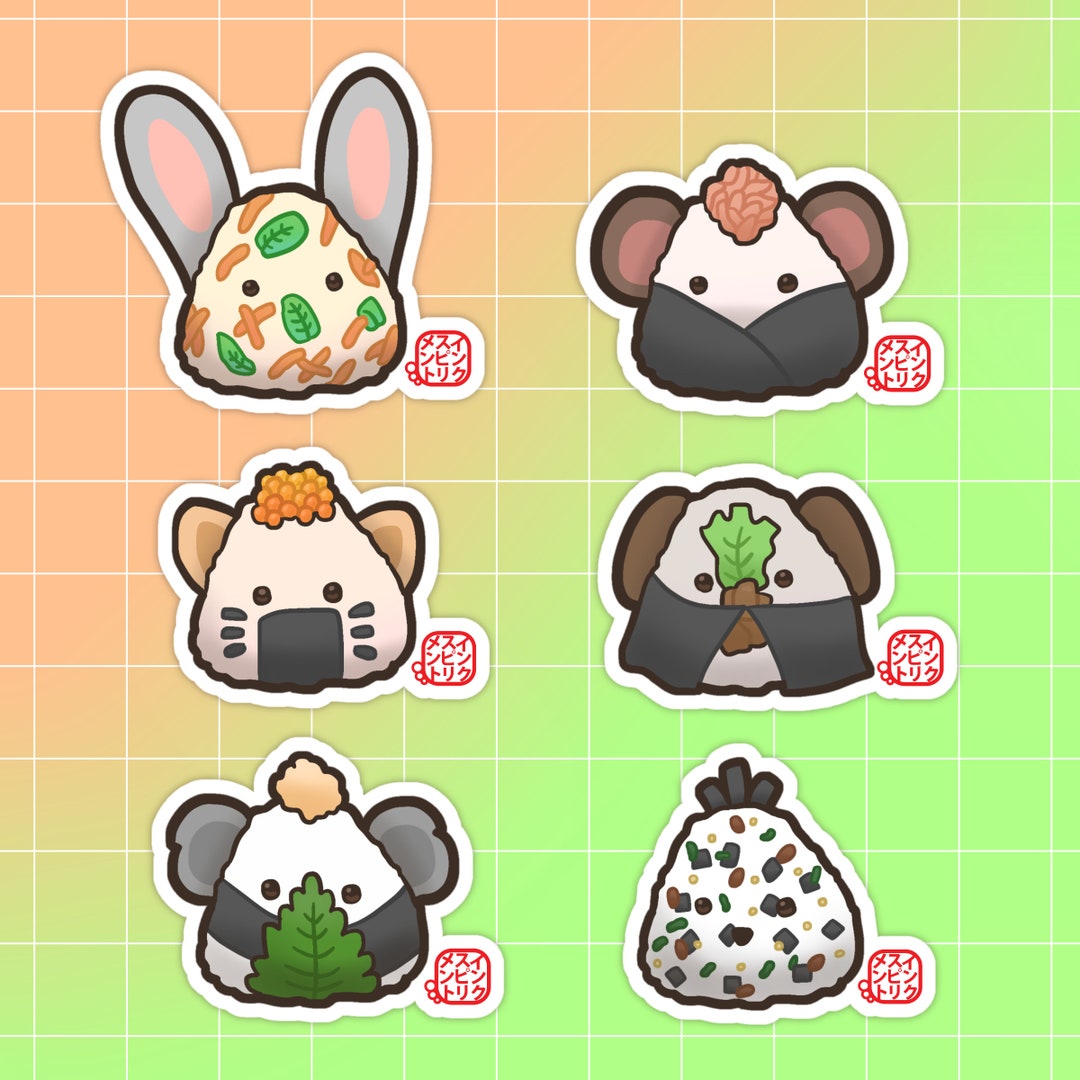 Animal Onigiris Sticker Set Rice Ball Sticker Japanese Themed Gift for ...