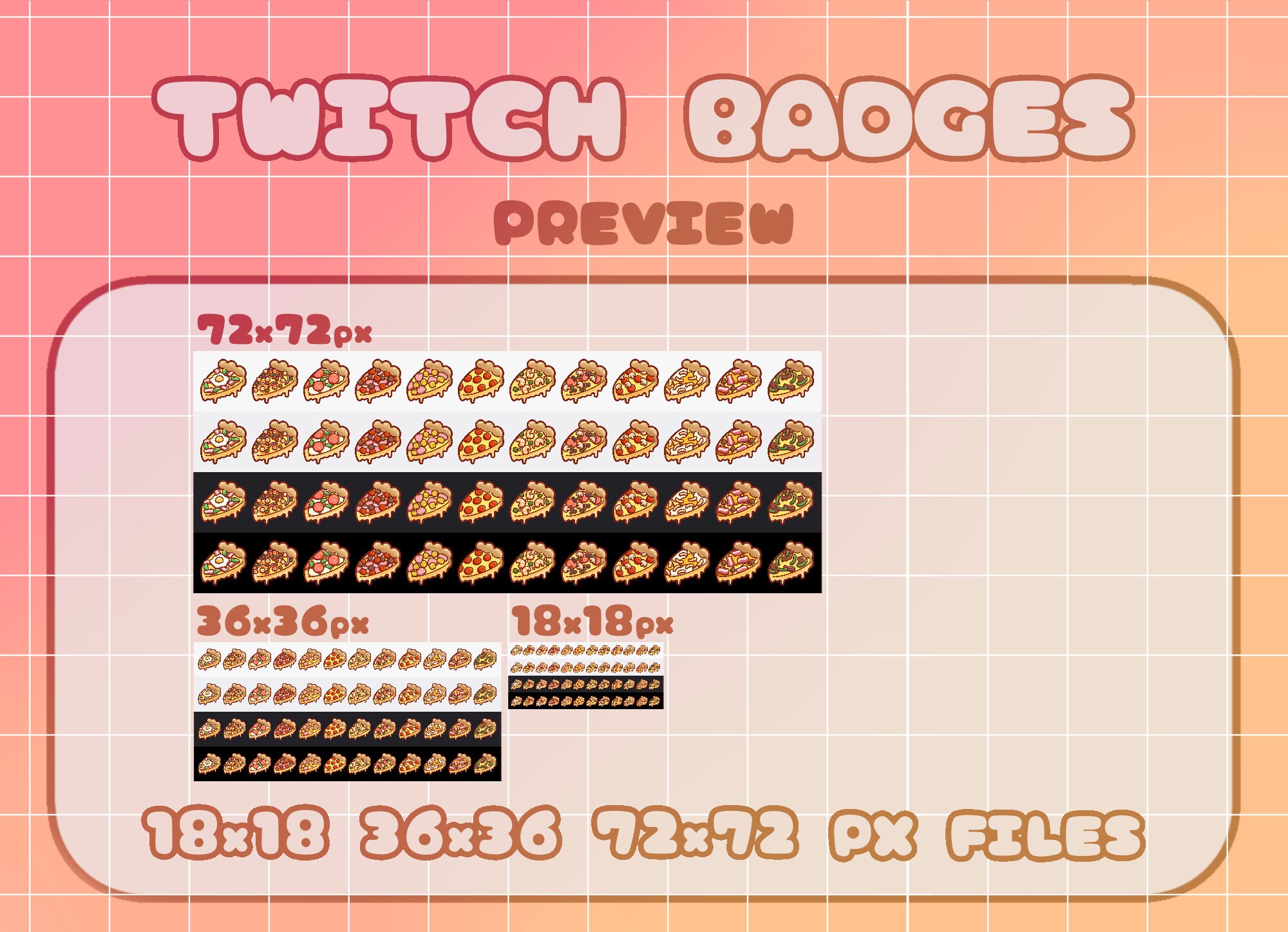 Twitch Badges - Cute Pizza Collection (12) Digital Files (also Used for ...