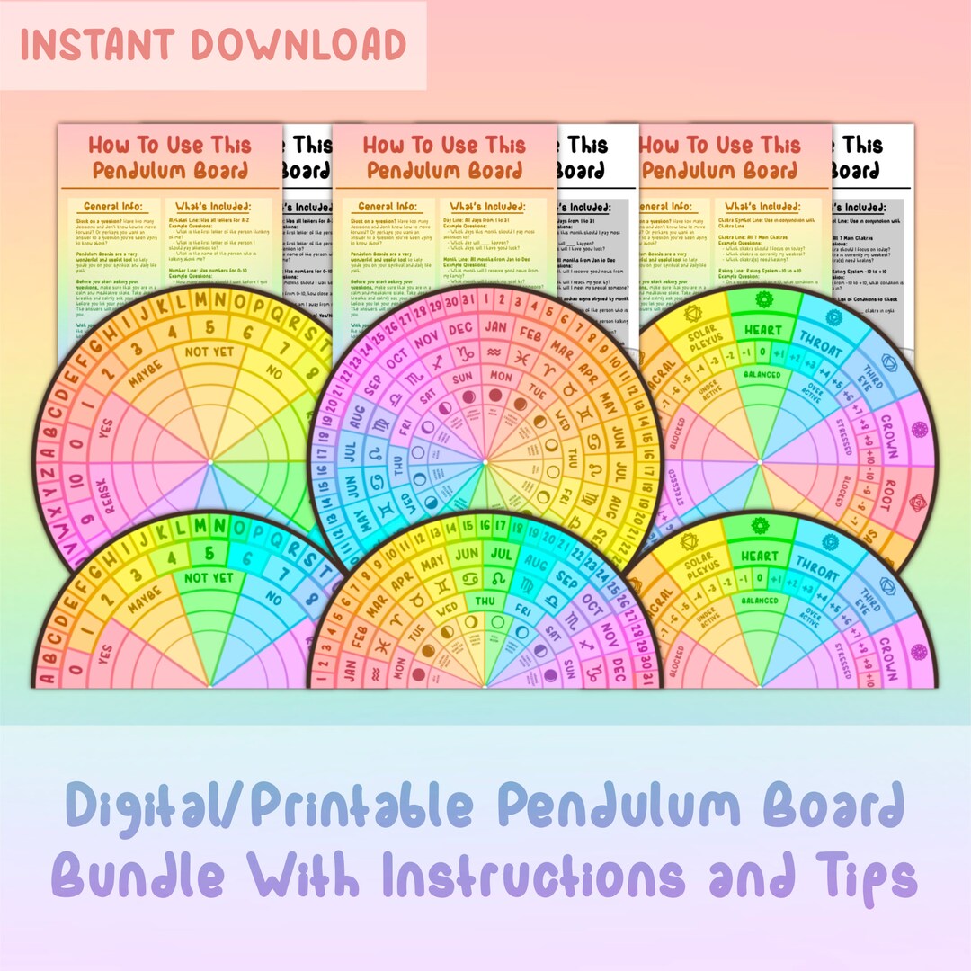 Bundle Digital/printable Pendulum / Spirit / Divination / Dowsing Board ...