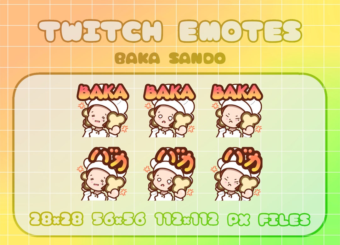 Twitch Emotes - Baka Sando (6) Digital Files (also Used for Discord ...