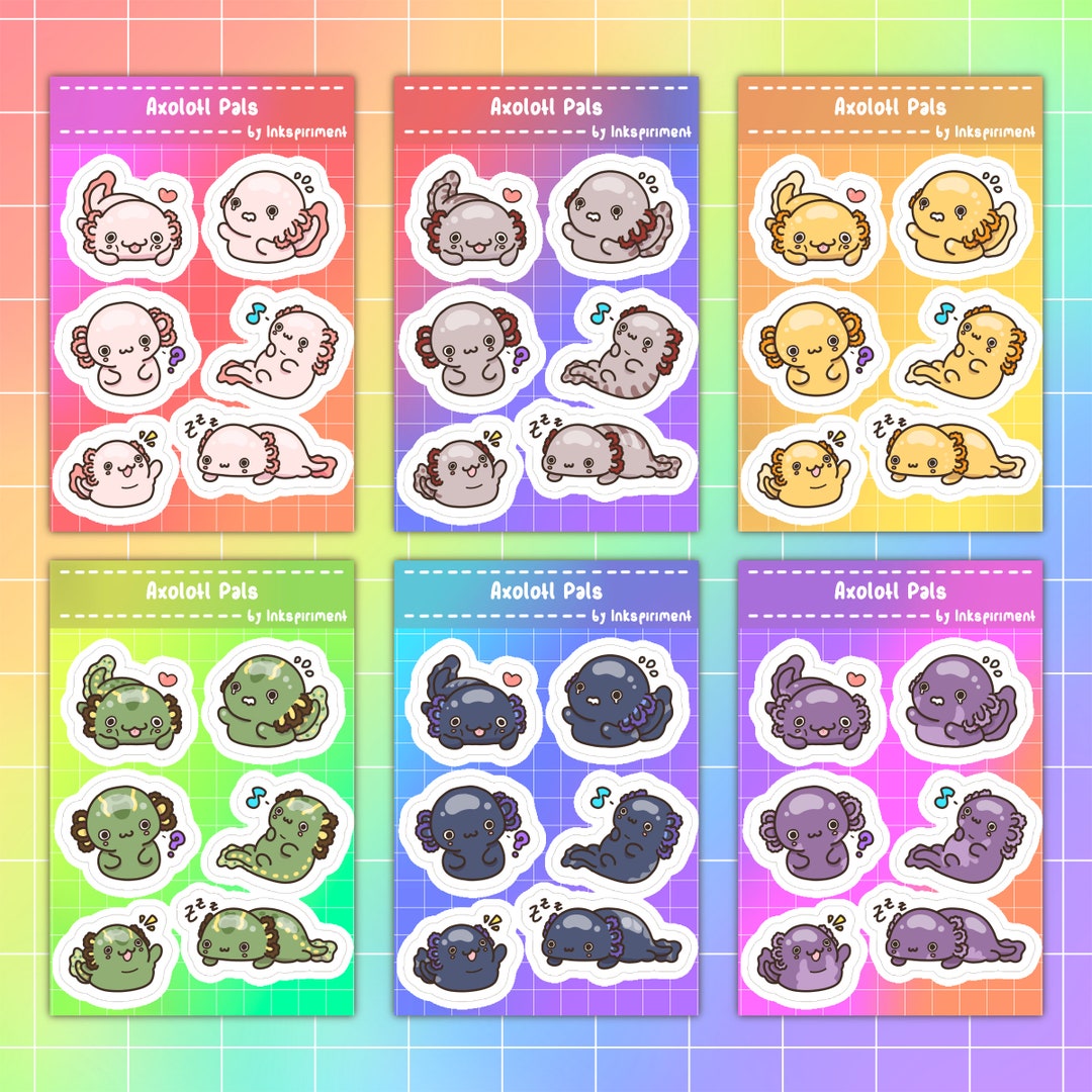 Axolotl Pals Sticker Sheet Set Axolotl Lover Sticker for Notebook ...