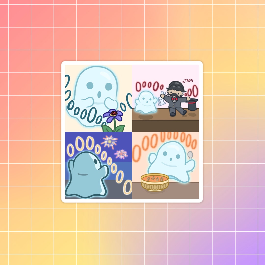 Fascinated Ghost Sticker | Spooky Sticker | Funny Comic Sticker ...