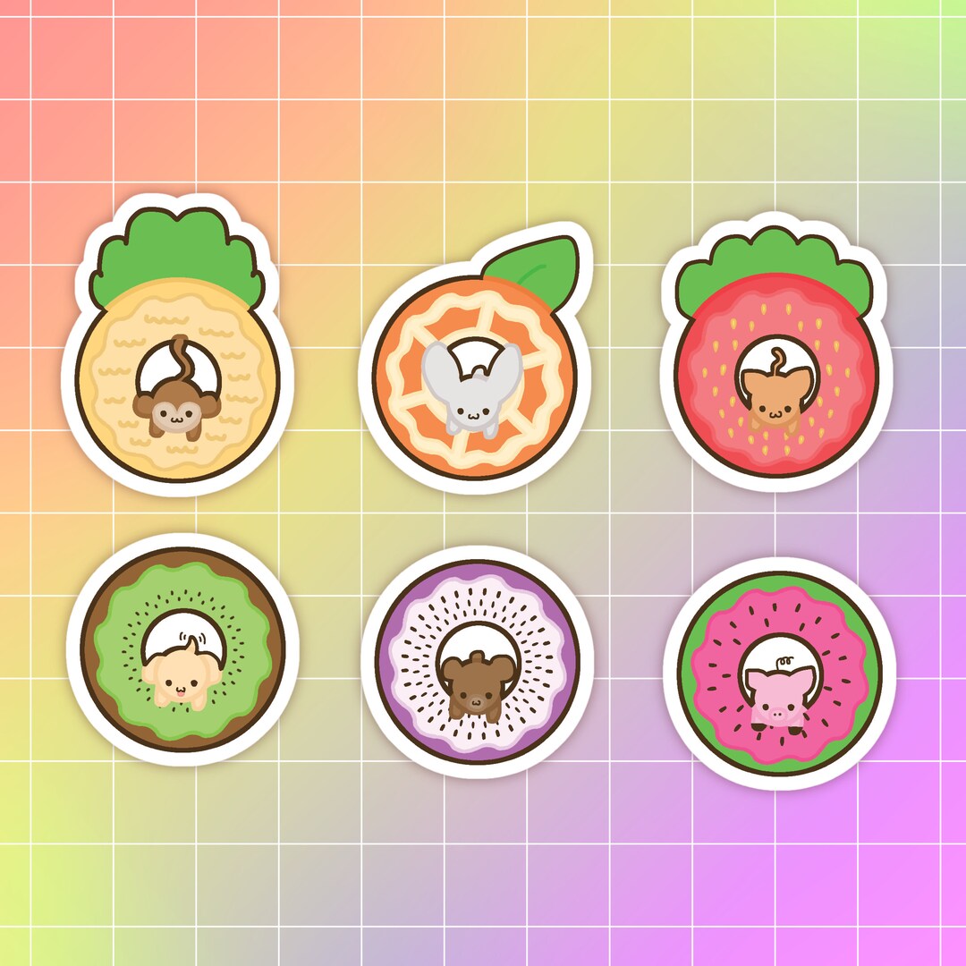 Fruit Donuts Sticker Set | Doughnut Stickers | Fruit Themed Stickers ...