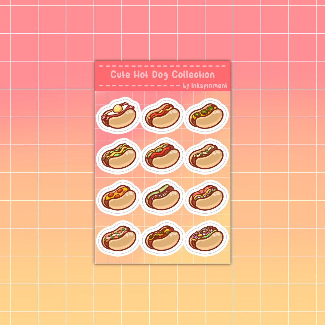 Cute Hot Dog Collection Sticker Sheet Hot Dog Stickers Kawaii Food ...
