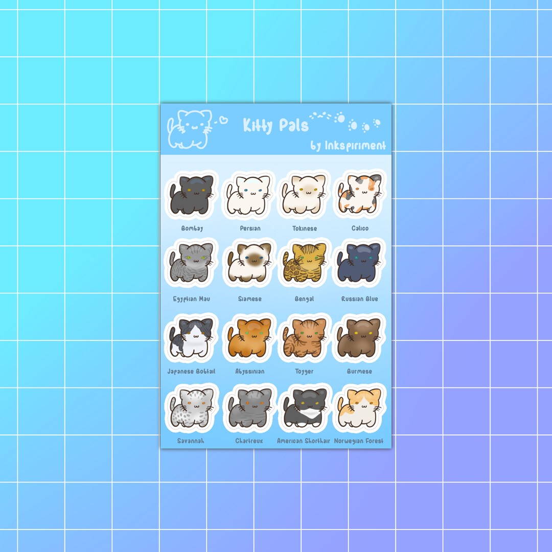 Kitty Pals Sticker Sheet | Kawaii Cat Sticker | Cute Cat Lover Sticker ...