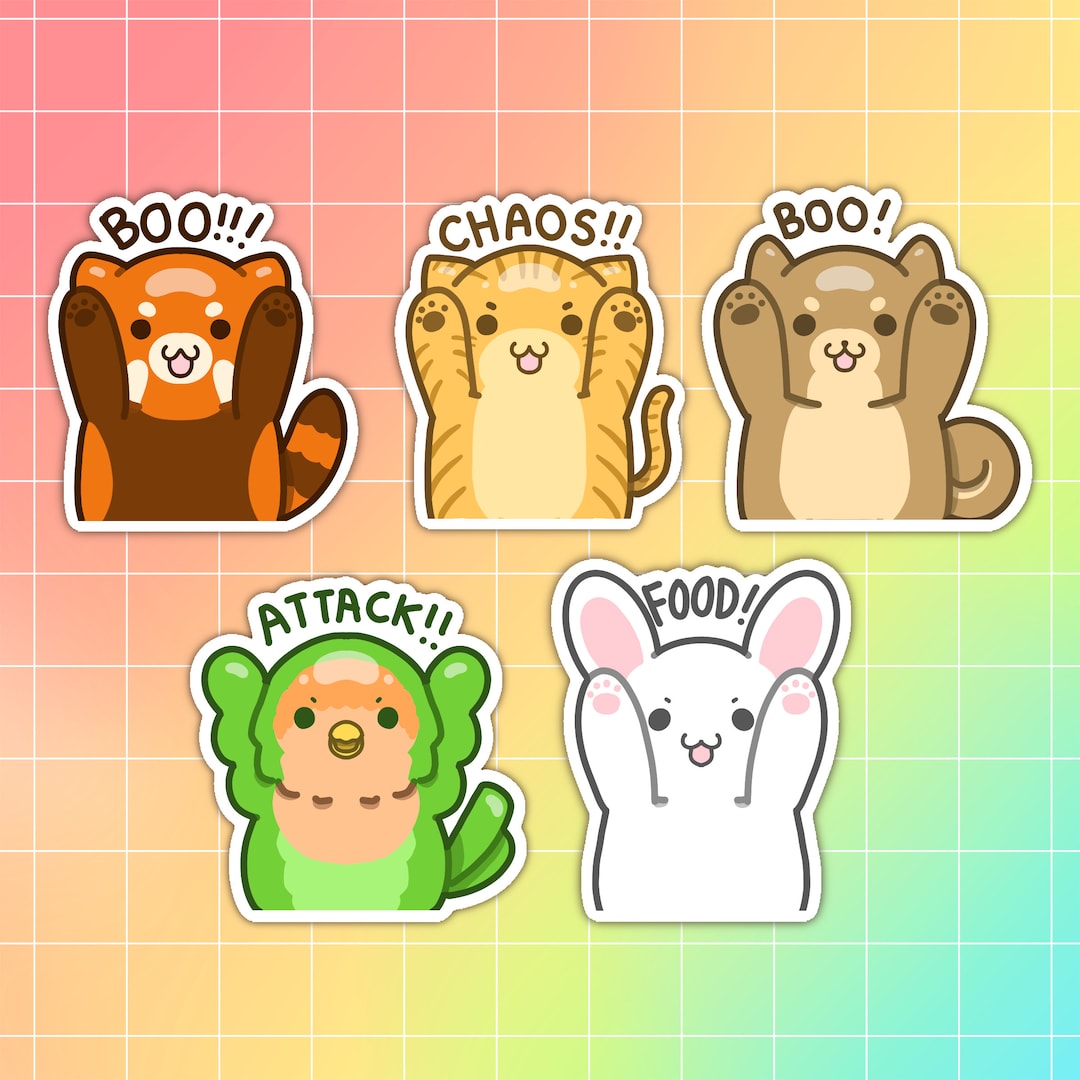 Aggressive Animals Sticker Set Cute Animal Sticker Kawaii Animal ...