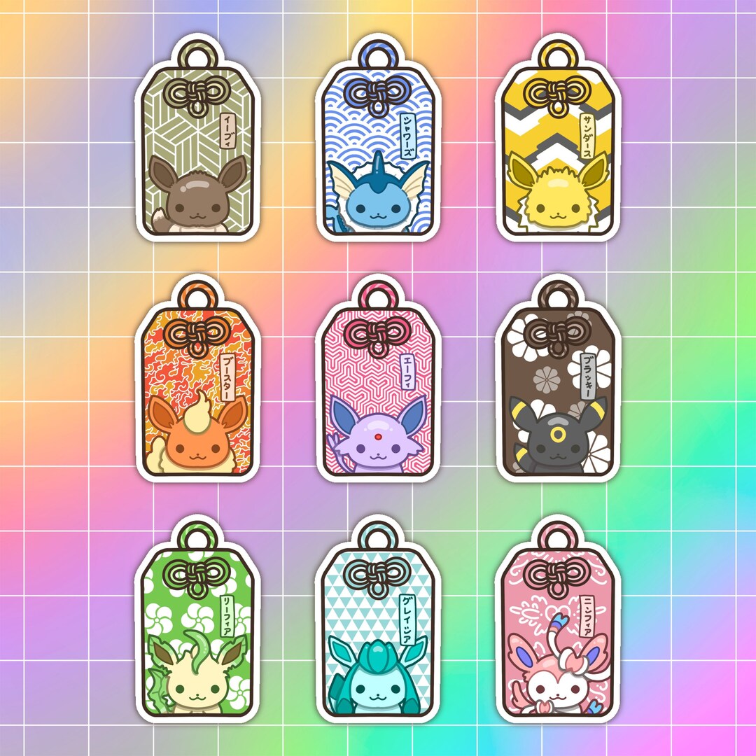 Omamori Eeveelutions Sticker Set Eevee Evolution Stickers Cute Pokemon ...