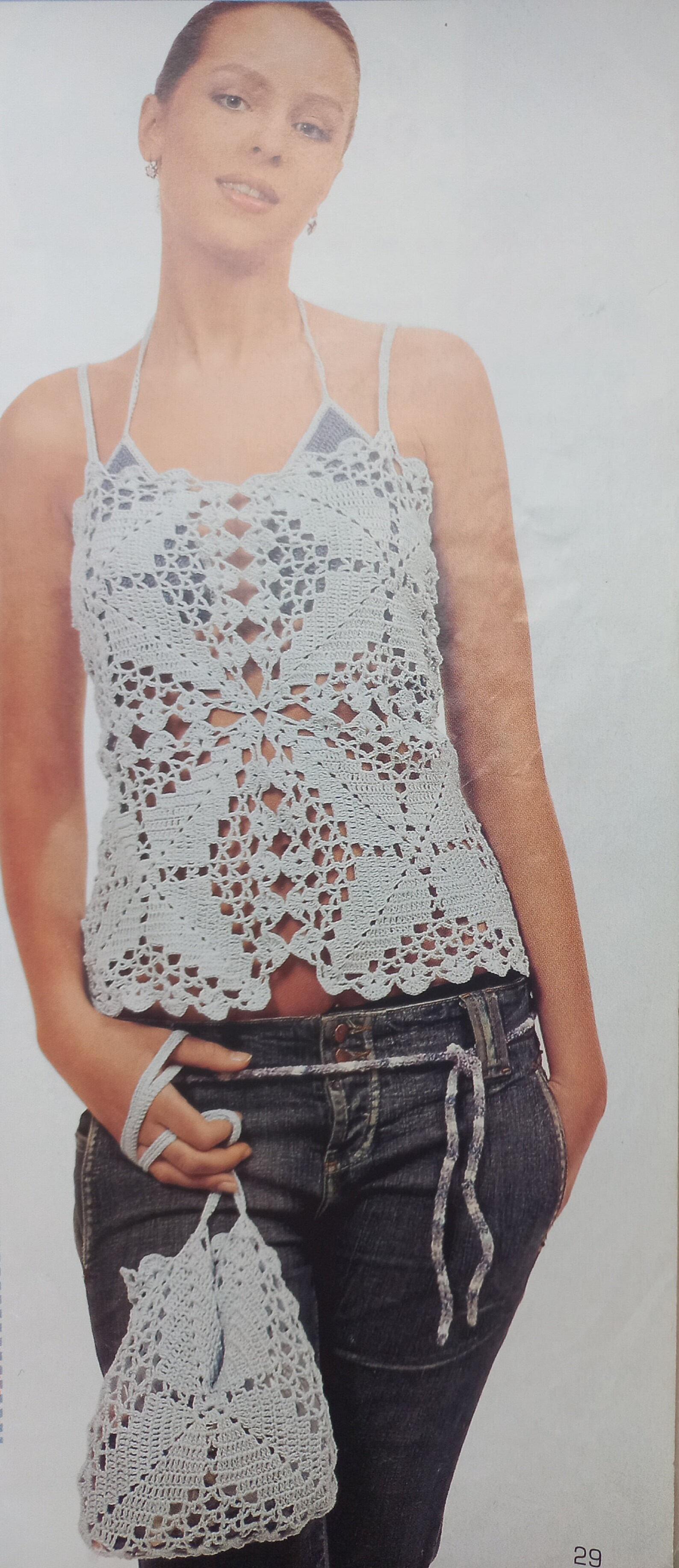 Pattern Top Square Crocheted/easy Pattern Top and Bag/crochet Scheme ...