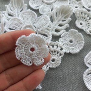 White Flower Motif Crochet Set of 25 Pieces Irish Lace Decorations for ...