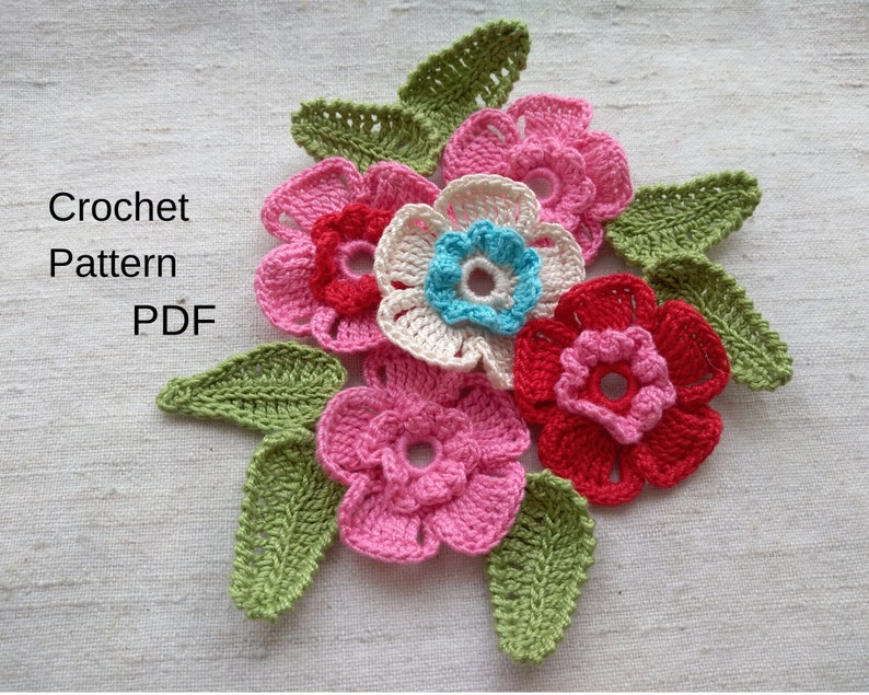 Crochet Flower Motif Pattern PDF Crochet Flowers Easy Crochet in ...