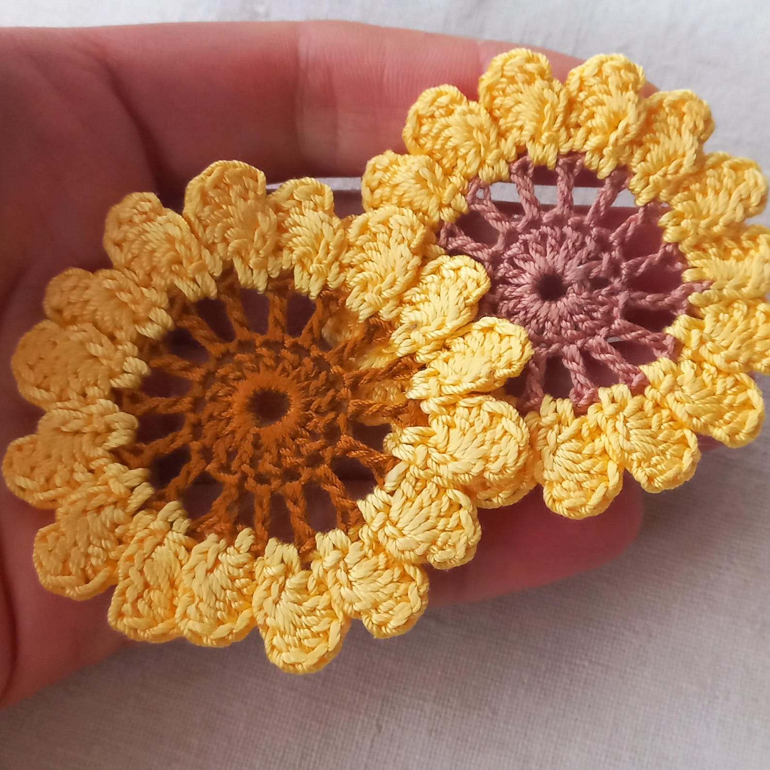 Crochet Sunflower Motif Pattern Sunflower Irish Lace Handmade Sunflower ...