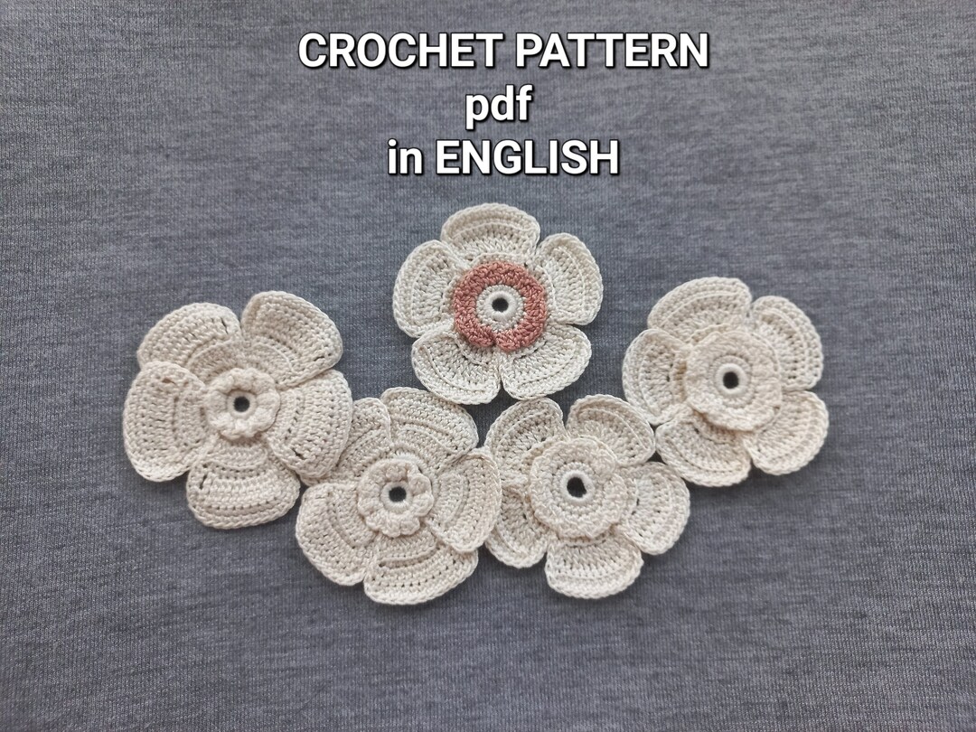 Crocheted 3D Flower Pattern : Crochet Tutorial, Irish Lace Motif ...
