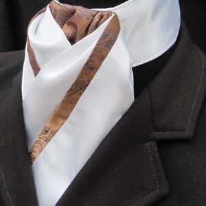 Ready Tied White With Copper & Navy Paisley Faux Silk Dressage Riding ...