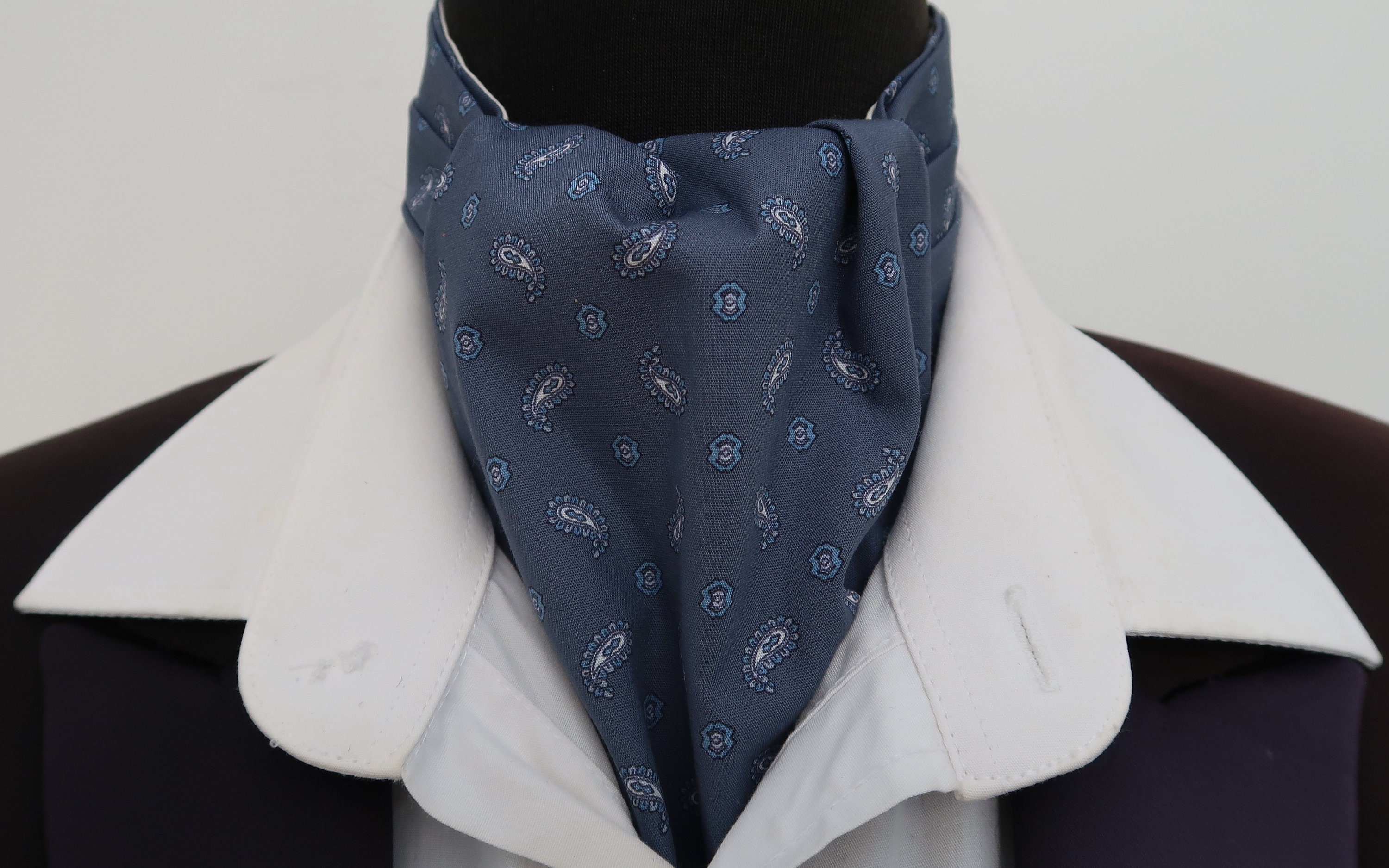 Mens French Blue with Small White and Blue Paisley Design | Etsy